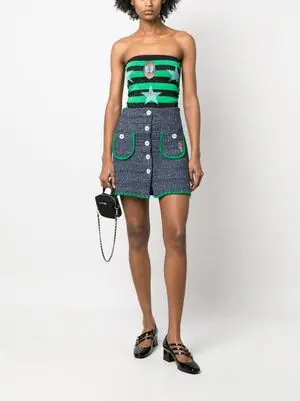 CORMIO Chiara Flower-buttons Short Skirt - Blue