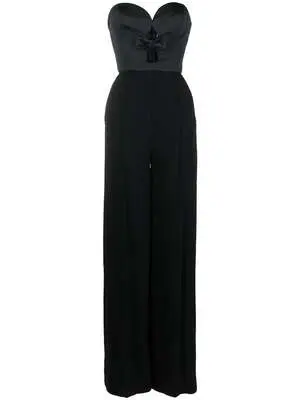 Elie Saab Bow-detail Cut-out Taffeta Jumpsuit - Black