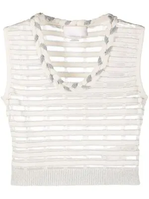 GENNY Cream White Sleeveless Cut-out Detail Top - Neutrals