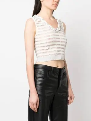 GENNY Cream White Sleeveless Cut-out Detail Top