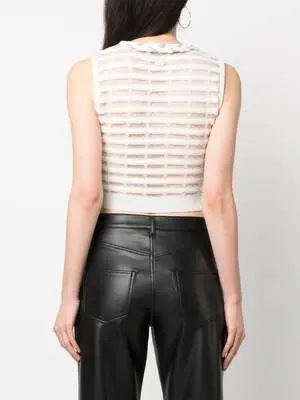 GENNY Cream White Sleeveless Cut-out Detail Top