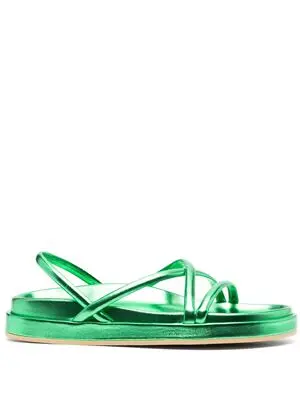 P.a.r.o.s.h Metallic-finish Leather Sandals - Green