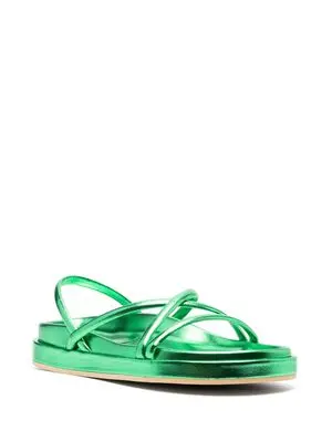 P.a.r.o.s.h Metallic Leather Flatform Sandals