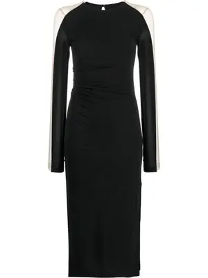Helmut Lang Mesh-panelled Jersey Midi Dress - Black