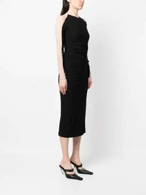 Helmut Lang Mesh Panelled Jersey Midi Dress