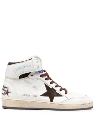 GOLDEN GOOSE Sky-star Nappa Leather Trainers With Suede Star - White