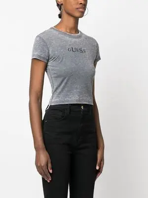 Guess Logo-print Cropped T-shirt