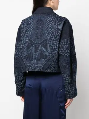 Alberta Ferretti Cropped Denim Jacket With Graphic Print