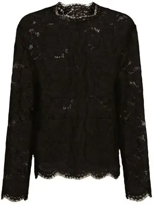 Dolce & Gabbana Floral-lace Single-breasted Jacket - Black