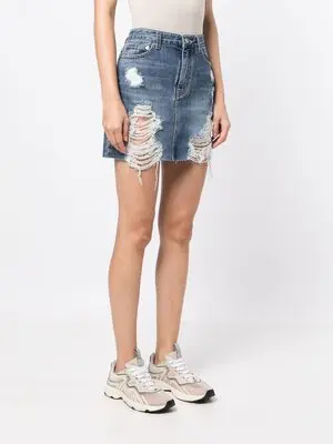 Goen.j Distressed Denim Mini Skirt