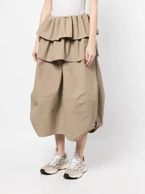 Goen.j Ruffled Midi Skirt - Brown
