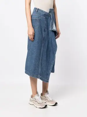 Goen.j Asymmetric Denim Skirt