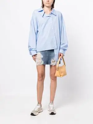 Goen.j Twisted-back Cotton Shirt - Blue