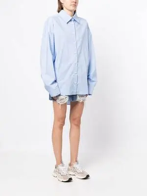 Goen.j Twisted-back Cotton Shirt - Blue