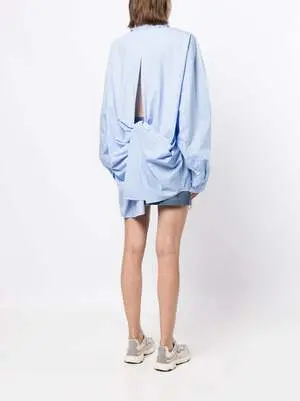 Goen.j Twisted-back Cotton Shirt - Blue