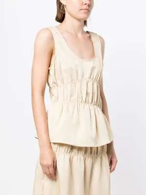 Goen.j Ruched Sleeveless Top - Yellow