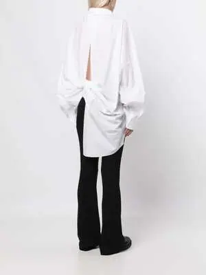 Goen.j Twist-detailing Cotton Shirt - White