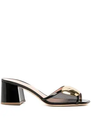 Rupert Sanderson Rounded-plaque Mid-heel Sandals - Black
