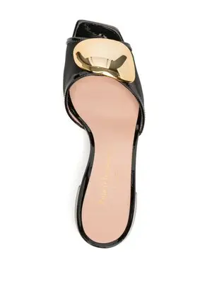 Rupert Sanderson Rounded-plaque Mid-heel Sandals - Black