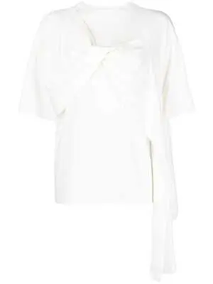 Goen.j Twist-detail T-shirt - White