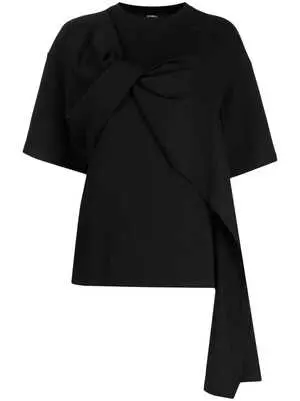 Goen.j Twist-detail Cotton T-shirt - Black