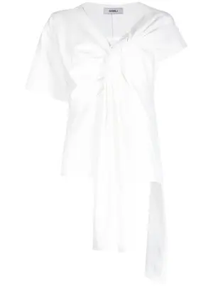 Goen.j Asymmetric Knot-detail T-shirt - White