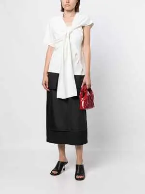 Goen.j Asymmetric Knot-detail T-shirt - White
