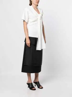 Goen.j Asymmetric Knot-detail T-shirt - White