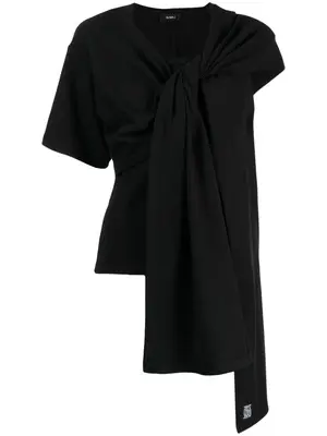 Goen.j Asymmetric Knot-detail T-shirt - Black