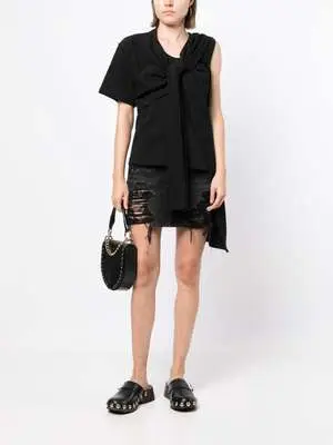 Goen.j Asymmetric Knot-detail T-shirt - Black