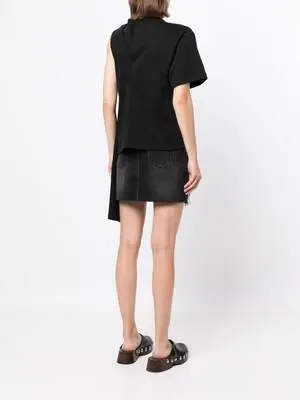 Goen.j Asymmetric Knot-detail T-shirt - Black