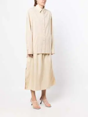 Goen.j Striped Metallic-threading Shirt - Neutrals