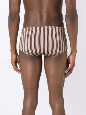 AMIR SLAMA Stripe-print Swim Trunks - Brown