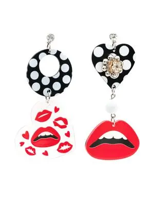AMIR SLAMA Lips Motif Drop Earrings - Black