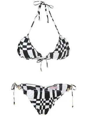 AMIR SLAMA Geometric-print Bikini - Black