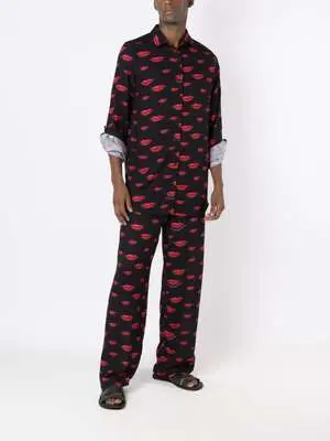 AMIR SLAMA Lips-motif Straight-leg Trousers