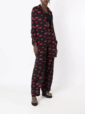 AMIR SLAMA Lips-motif Straight-leg Trousers