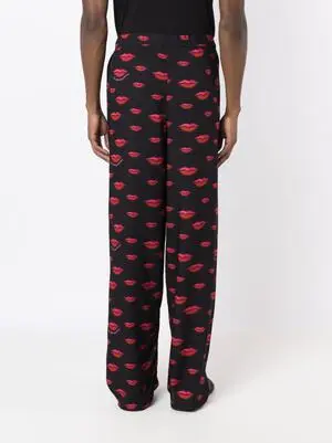 AMIR SLAMA Lips-motif Straight-leg Trousers