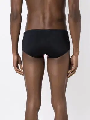 AMIR SLAMA Stripe-print Swim Trunks - Black