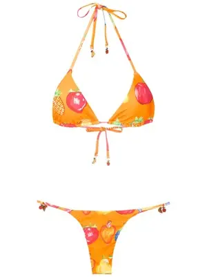 AMIR SLAMA Fruit-print Bikini Set - Orange
