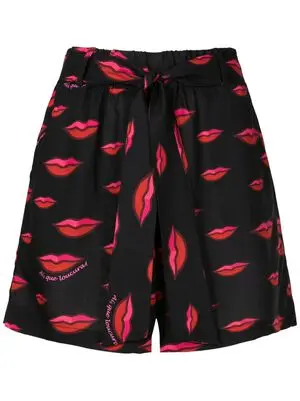 AMIR SLAMA Lip-print Shorts - Black