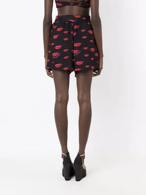 AMIR SLAMA Lip-print Shorts - Black