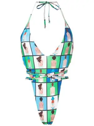 AMIR SLAMA Graphic-print Swimsuit - Multicolour