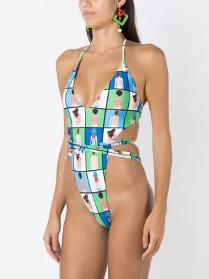 AMIR SLAMA Graphic-print Swimsuit