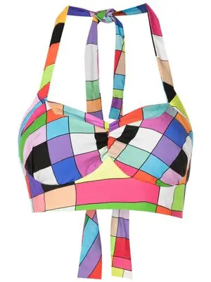 AMIR SLAMA Geometric-print Cropped Top - Multicolour