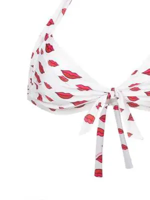 AMIR SLAMA All-over Lips-print Bikini Set - White