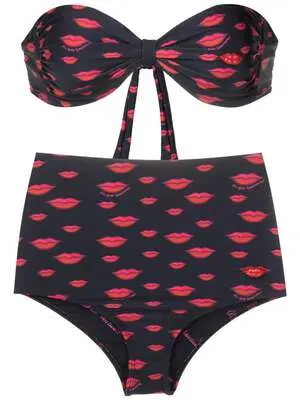 AMIR SLAMA Lip-print Bikini - Black