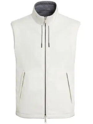 Zegna Reversible Zip-up Vest - White