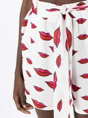 AMIR SLAMA Lip-print Thigh-length Shorts - White