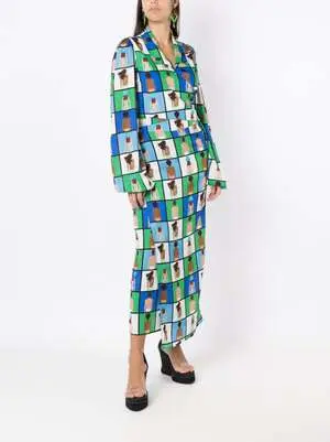 AMIR SLAMA Illustration-print Wrap Blouse